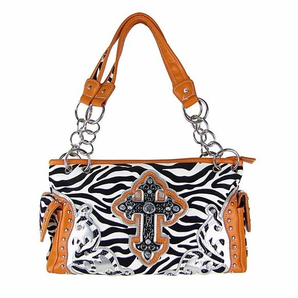 Unbranded | Bags | Conceal Carry Orange Zebra Rhinestone Handbag | Poshmark